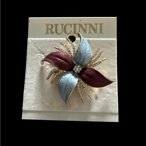 Rucinni | Jewelry | Vintage Rucinni Purple And Blue Floral Wrhinestones ...